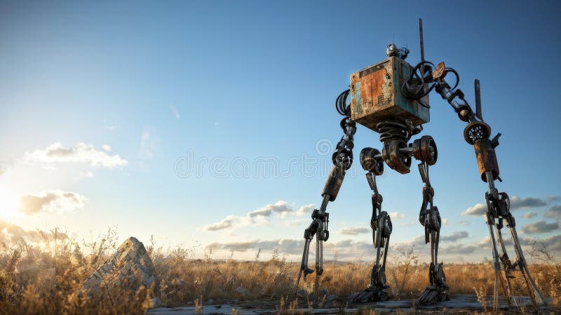 Robot in a Winter Field. Robotic for Robot. Technology, Artificial ...