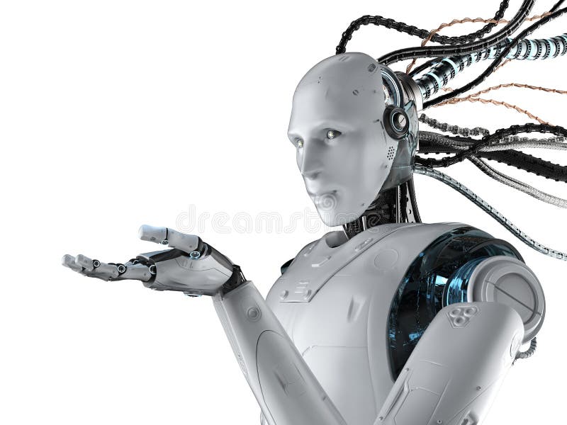 Robot with wires isolated stock illustration. Illustration of character ...