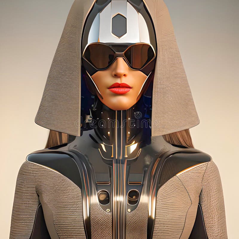 Robot Woman with Futuristic Style Clothes Stock Illustration ...