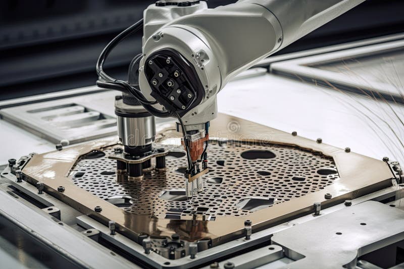 Robot at Work, Assembling Intricate Mechanism on Metal Plate Stock ...