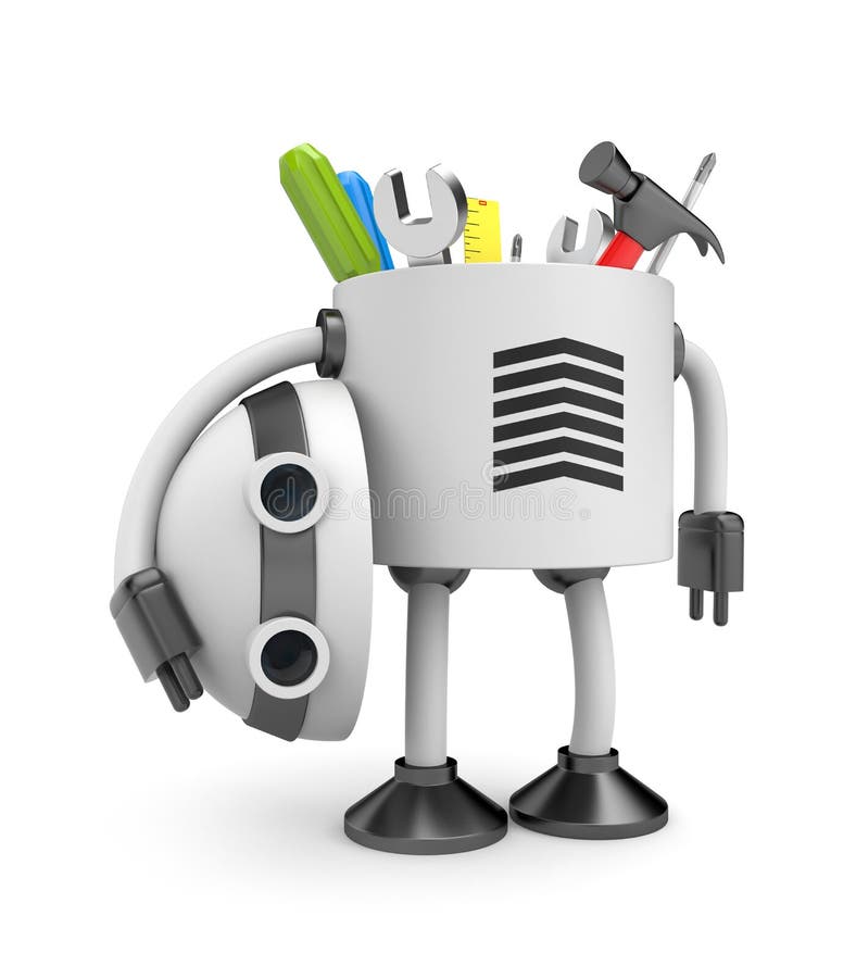Robot with Tools for Working Wood Stock Vector - Illustration of rasp ...