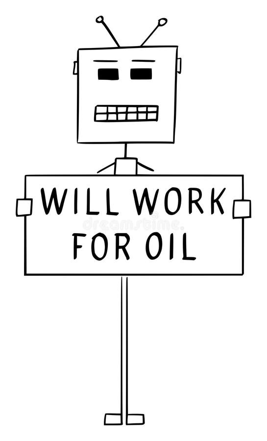 Robot Worker Looking for Job or Work , Vector Cartoon Stick Figure ...