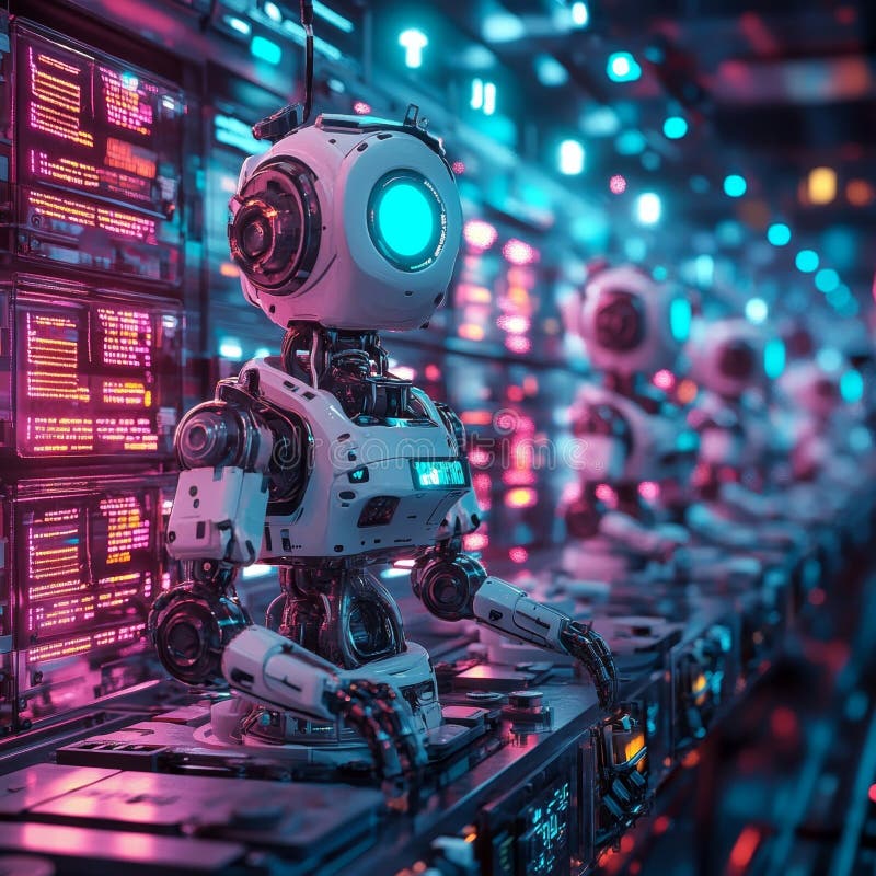 Robot Workforce stock illustration. Illustration of manufacturing ...