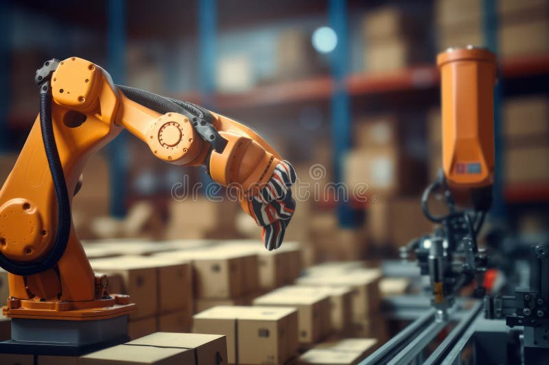 The Robot Working in the Box Warehouse with Ai Generated Stock ...