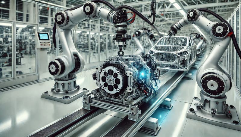 A Robot is Working on a Car Engine Stock Photo - Image of modern ...