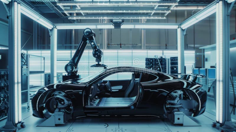Robot Working on Car in Factory Stock Photo - Image of engineering ...