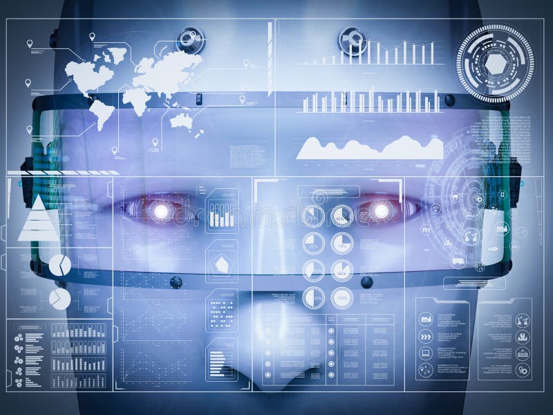 Robot Working with Digital Display Stock Image - Image of screen, media ...