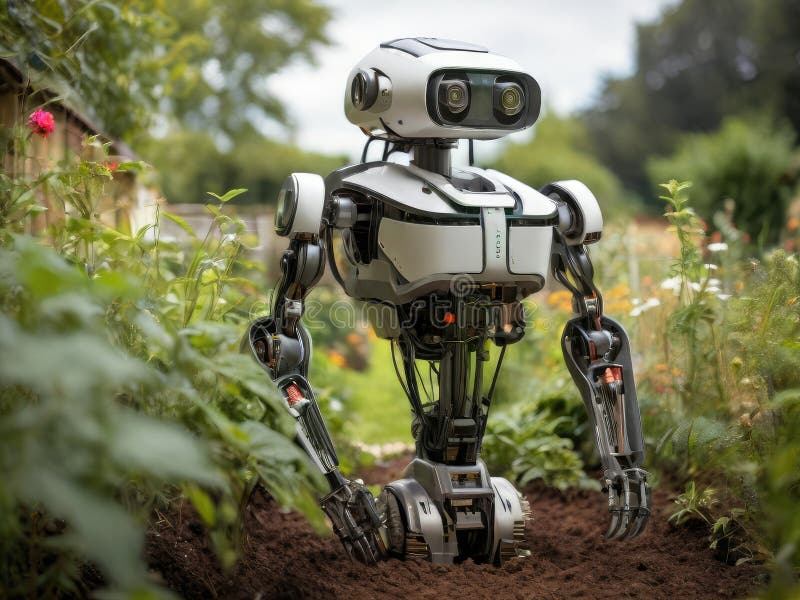 Robot Working in a Greenhouse. Smart Agricultural Technology Innovation ...