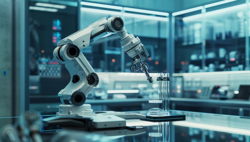 A Robot is Working in a Lab with Many Bottles and Jars by AI Generated ...