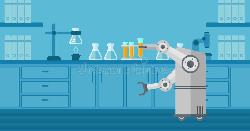 Robot Working in a Laboratory with a Test Tube. Stock Vector ...