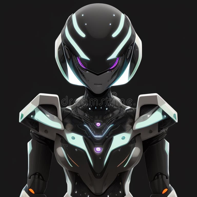 Robot Working with a Laptop in Front of a Binary Code Background Stock Illustration ...