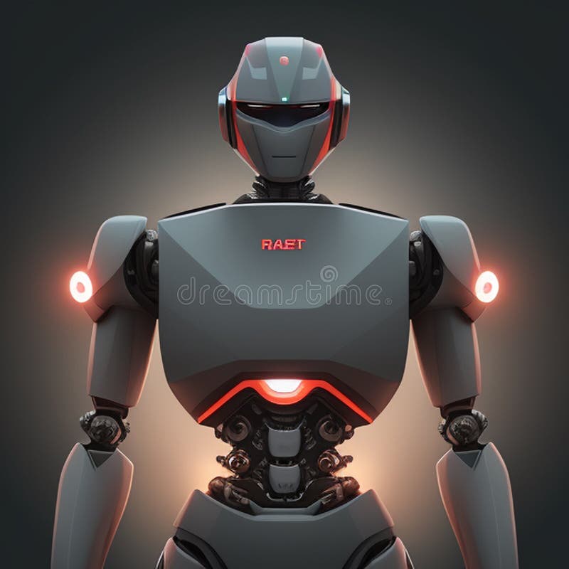 Robot Working with a Laptop in Front of a Binary Code Background Stock ...