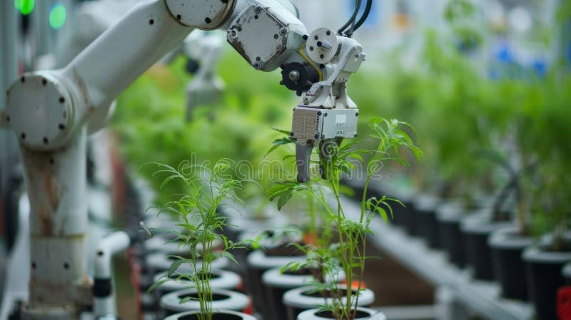 A Robot is Working on a Plant in Potted Plants, AI Stock Image - Image ...