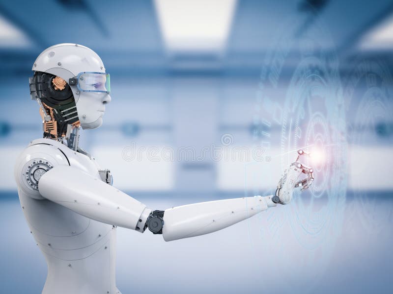 Robot with hud display stock illustration. Illustration of display ...