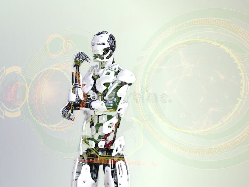 Robot that Works with Virtual Display. Stock Illustration ...