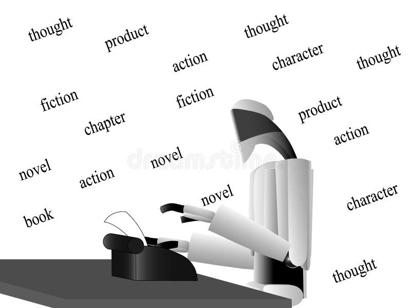 Robot writer at the table stock illustration. Illustration of chip ...