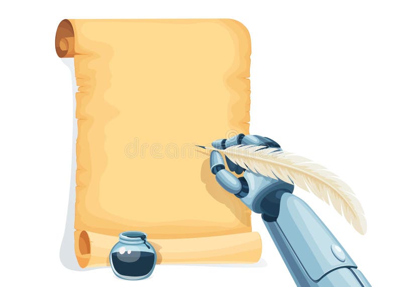 Robot Writes, Machine Learning and AI Technology Stock Vector ...