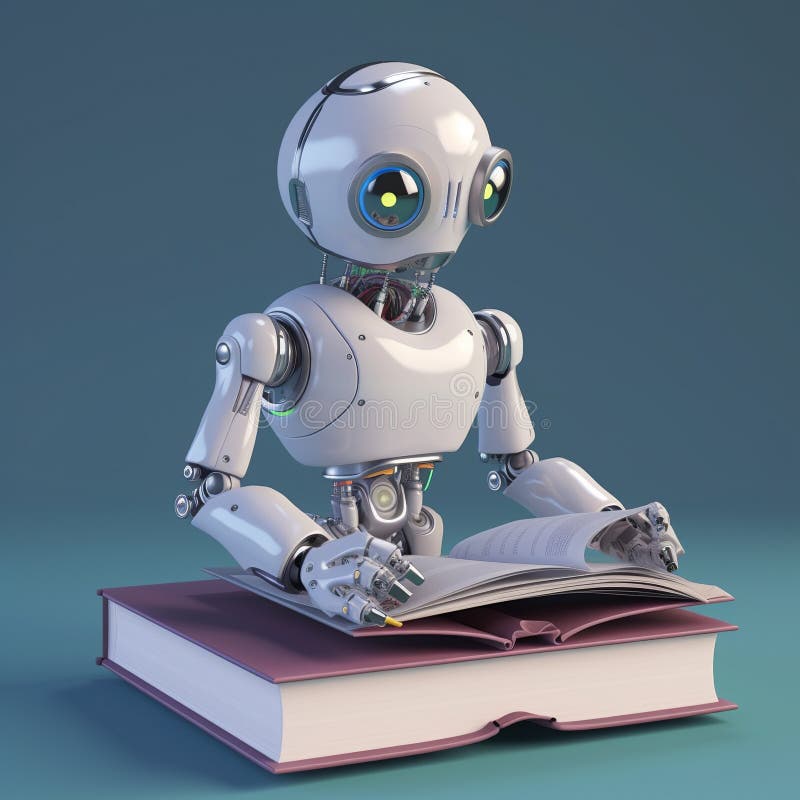 Robot Writing Book in Realistic Style on Home Background. Ai Technology ...