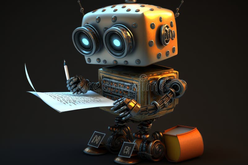 Robot Writing a Note in a Notebook. Generative AI Stock Image - Image ...