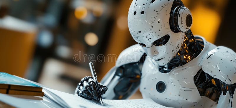 Robot Writing Notes with Pen, Showcasing Advanced AI Technology and ...
