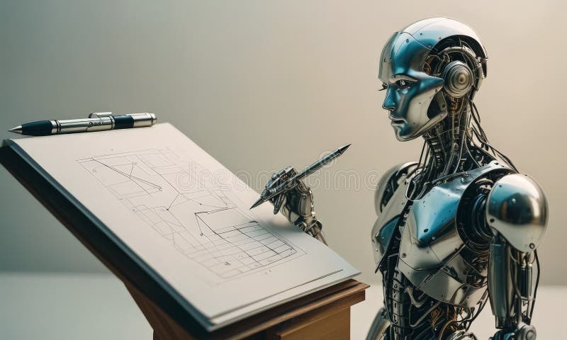 Robot Writing a Letter Using Artificial Intelligence. Stock ...