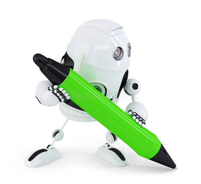 Robot arm writing stock illustration. Illustration of robot - 107854716