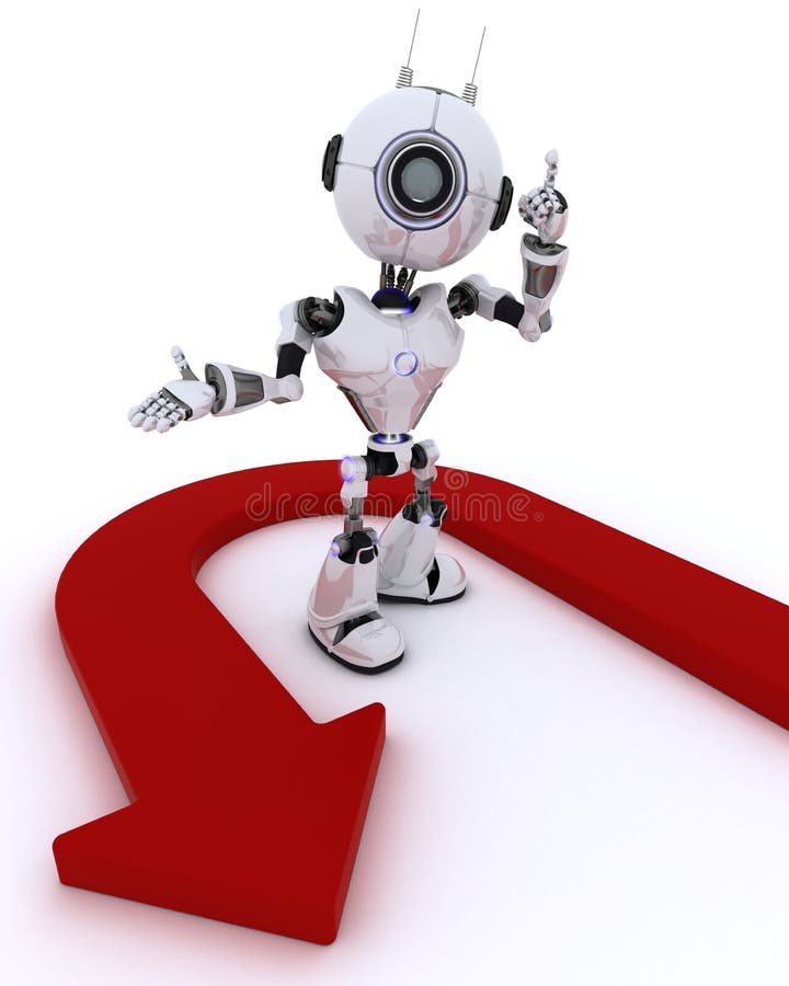 Robot at a signpost stock illustration. Illustration of futuristic ...