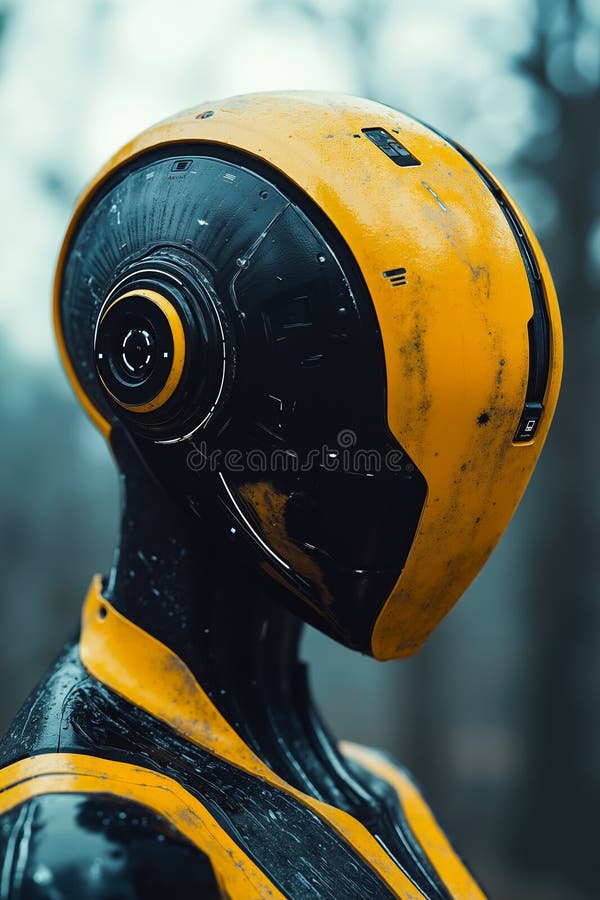 A Yellow and Black Robot with a Camera on Its Head Stock Image - Image ...
