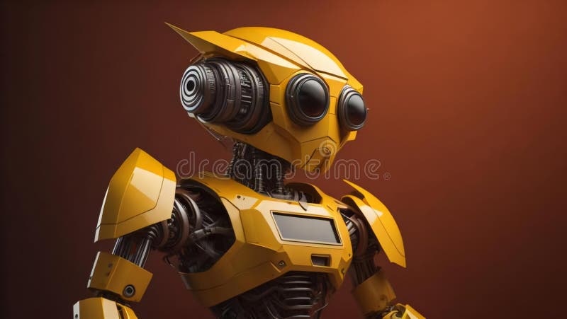Robot in Yellow Helmet on a Dark Background. Generative Ai Stock Photo ...