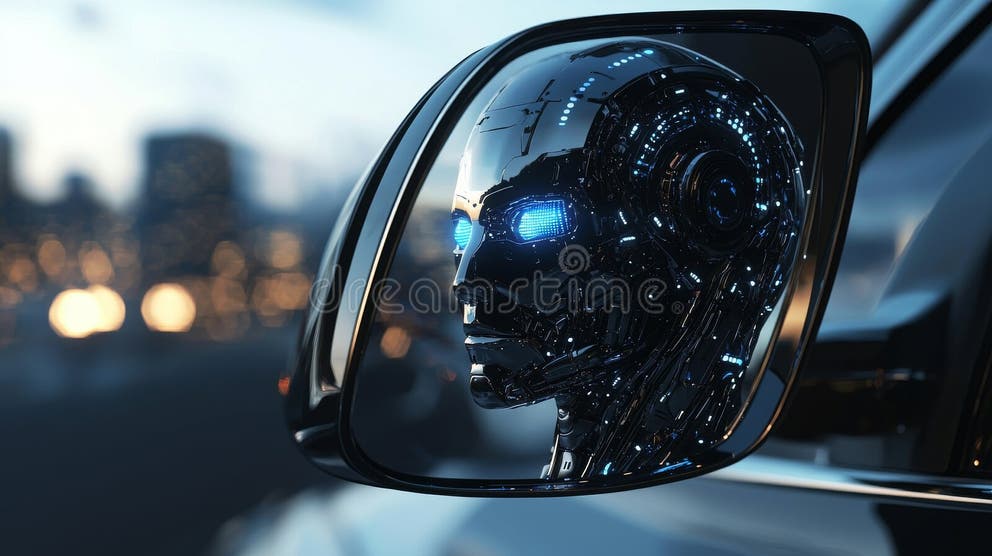 Robotaxis and Autonomous Driving are Represented by a Robot in a Car S ...