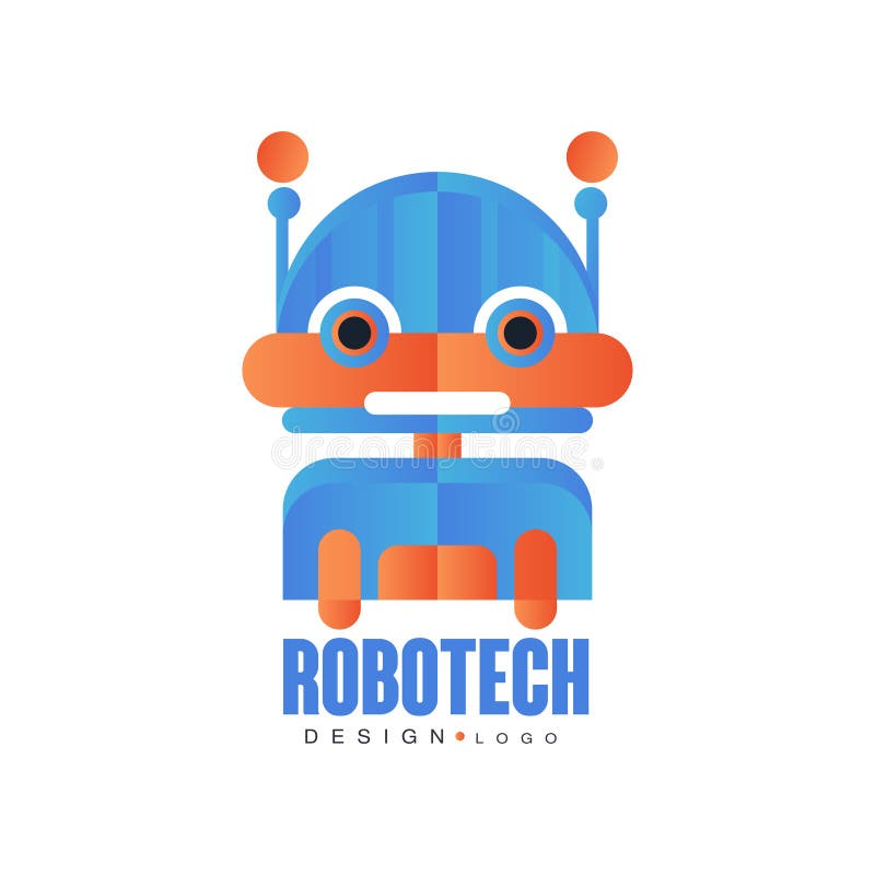 Robotech Logo, Badge with Friendly Robot, Design Element for Company ...