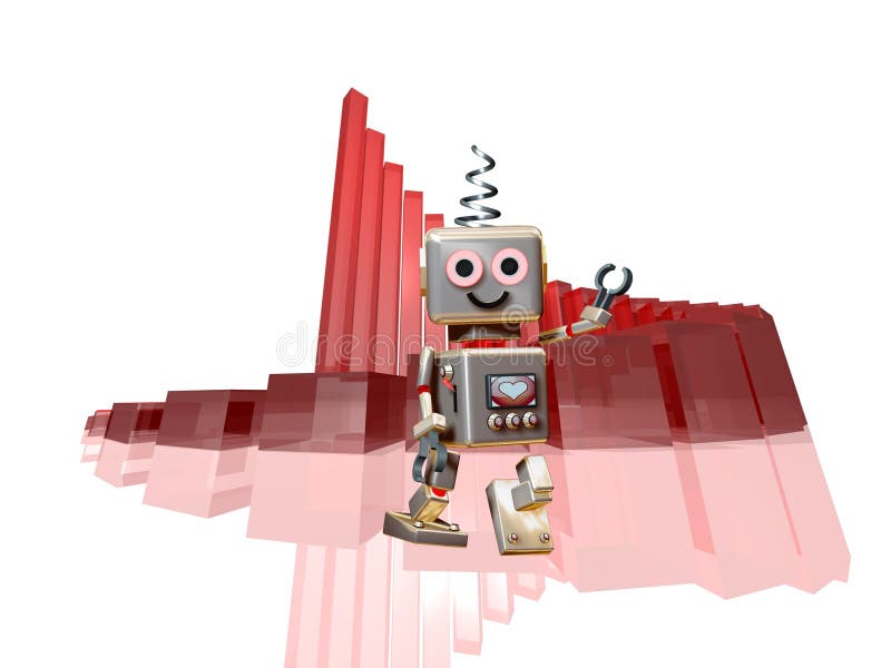 Roboter Robi Vor Erfolgsdiagramm Stock Abbildung - Illustration von ...