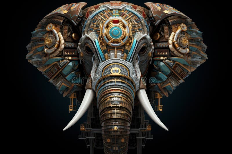 Robotic Ai Elephant Head. Generate Ai Stock Illustration - Illustration ... Robotic Ai Elephant Head. Generate Ai Stock Illustration - Illustration ...