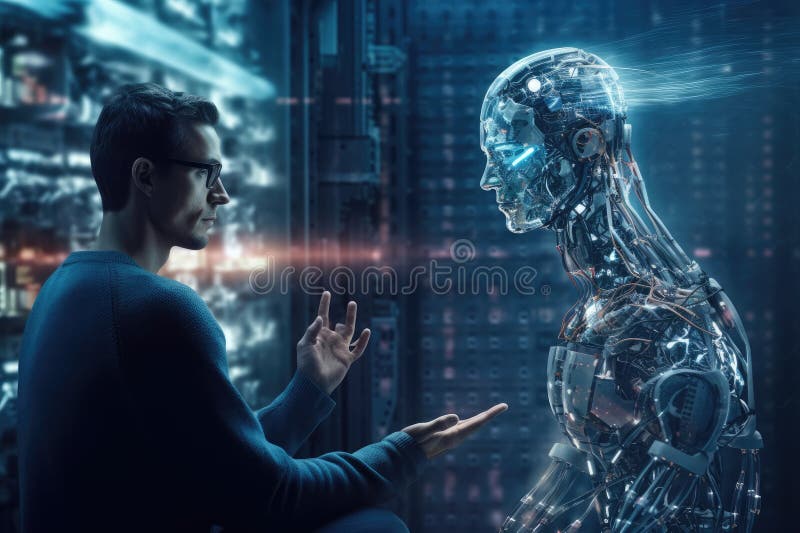 Robotic Ai . Futuristic Technology or Machine Learning . Humanoid Face ...