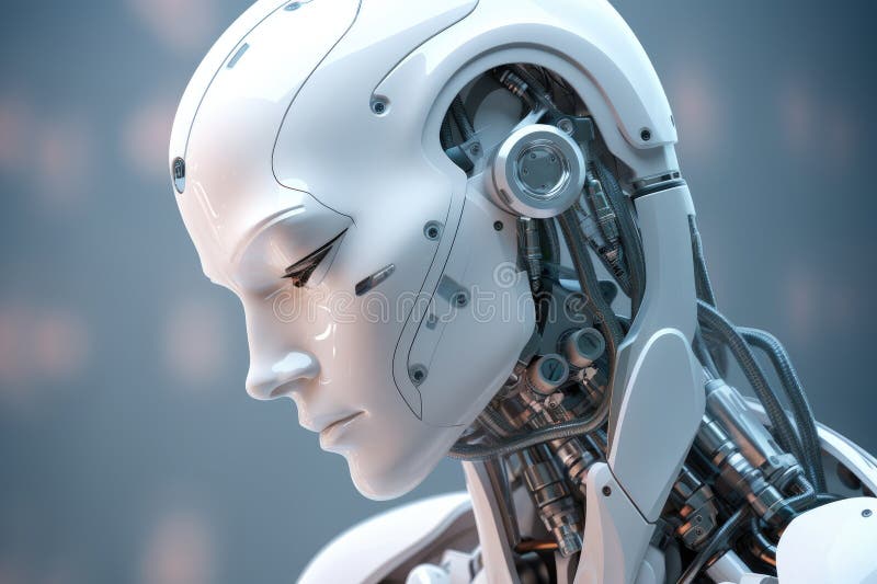 Robotic Ai . Futuristic Technology or Machine Learning . Humanoid Face ...