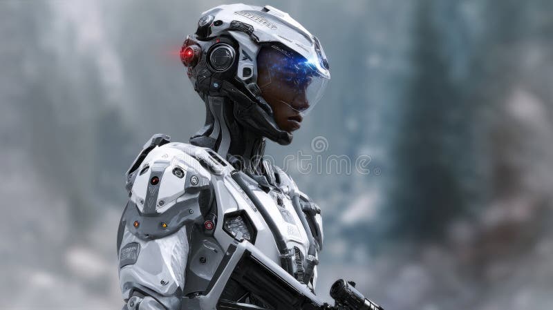 Robotic AI Soldier in Futuristic Combat Gear. Automation of Generation ...
