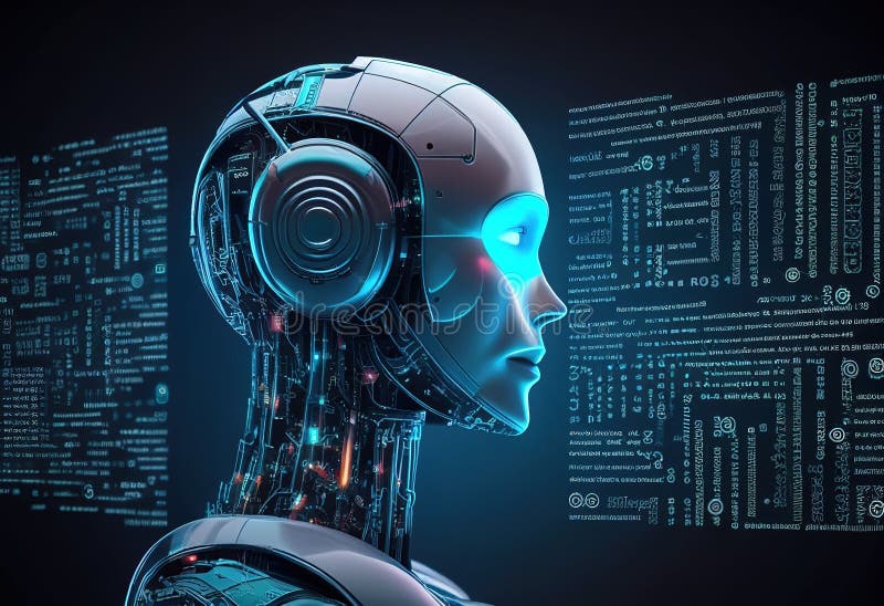 Robotic Aichat Bot. Futuristic Technology or Machine Illustration. Ai ...