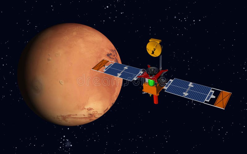 Robotic Spacecraft and Planet Mars Stock Illustration - Illustration of ...