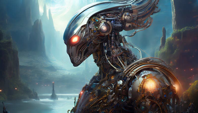 Robotic alien stock illustration. Illustration of cover - 311921509