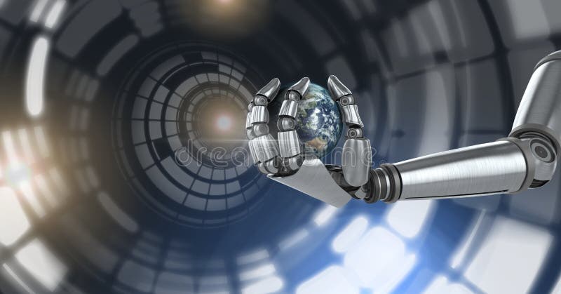 Robotic Hand Holding Earth Stock Illustrations – 408 Robotic Hand ...