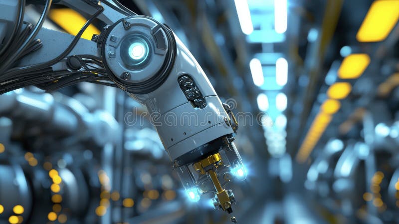 Robotic Appendage with Glowing Blue Ring of Light Effect Stock ...