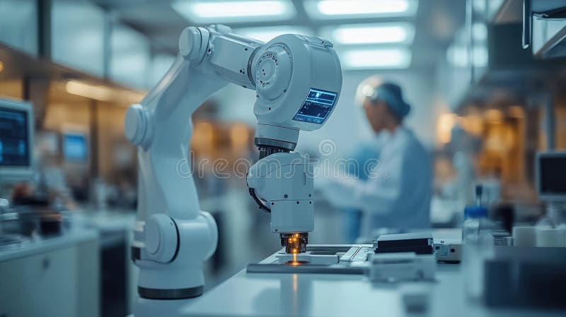 Robotic Arm in Advanced Laboratory Stock Image - Image of modern ...