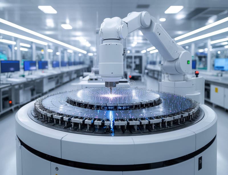 Robotic Arm in Advanced Microelectronics Manufacturing Facility Stock ...