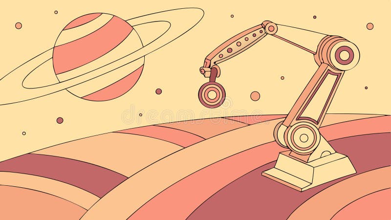 Robotic Arm Amidst Celestial Rings Distant Planets, Vector Design ...