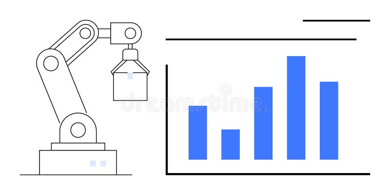 Robotic Arm and Analytics Graph Depicting Technology-driven Data ...