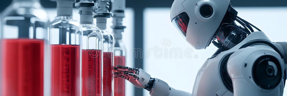 Robotic Arm Analyzing Test Tubes Stock Illustration - Illustration of ...