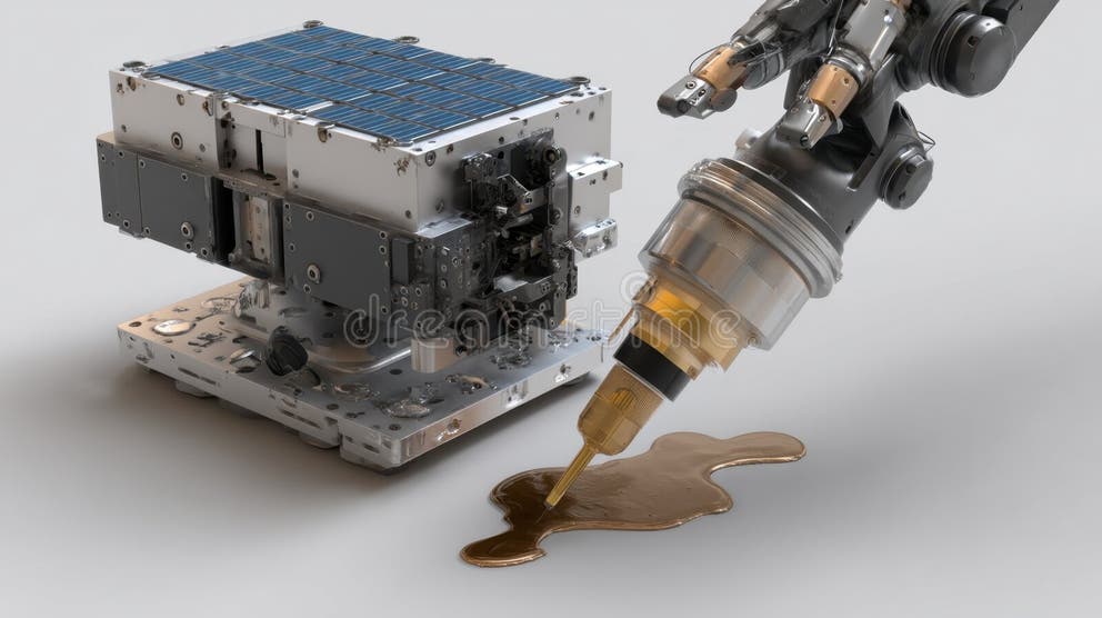Robotic Arm Applying Cold Spray on Cubesat Surface Stock Illustration - Illustration of ...