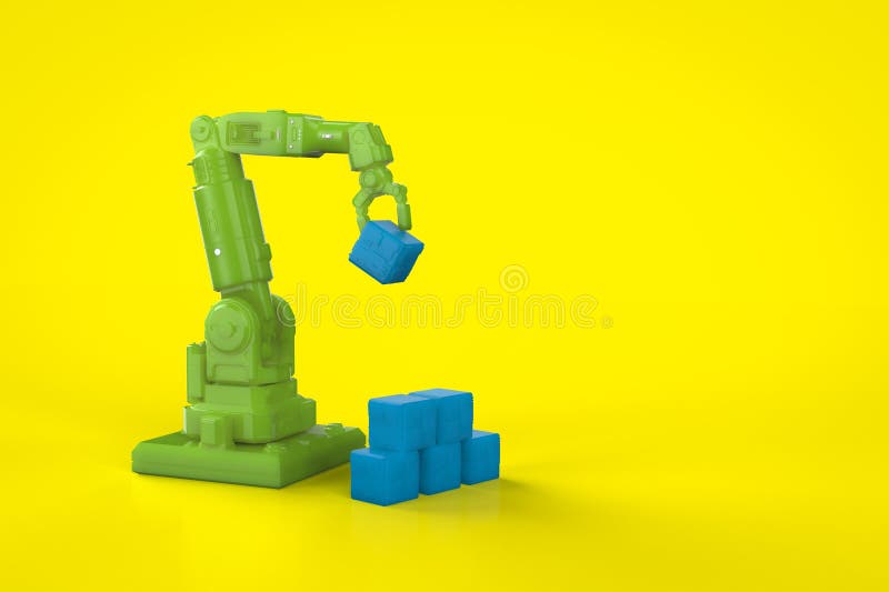 Robotic Arm Arrange Toy Blocks Stock Illustration - Illustration of ...
