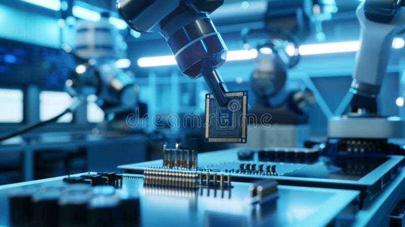 Automated Robotic Assembly of CPU. AI Generated Stock Image - Image of ...