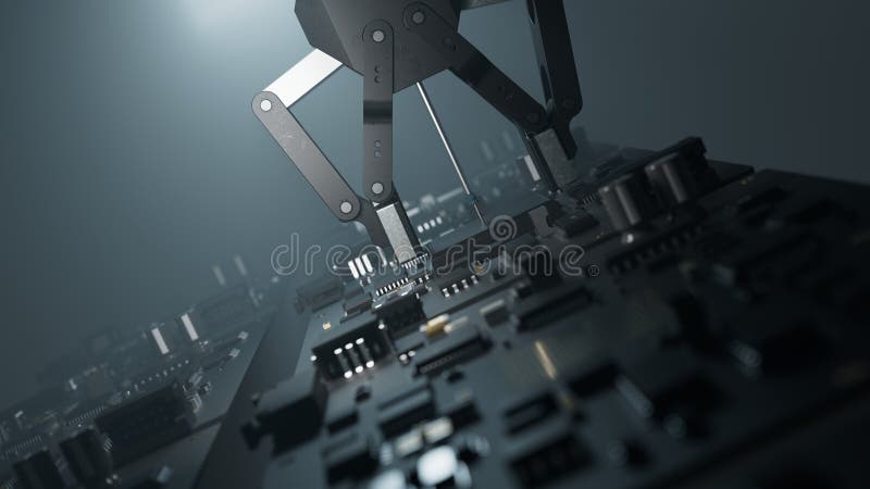 Robotic Arm Assembles Microelectronics Stock Illustration ...